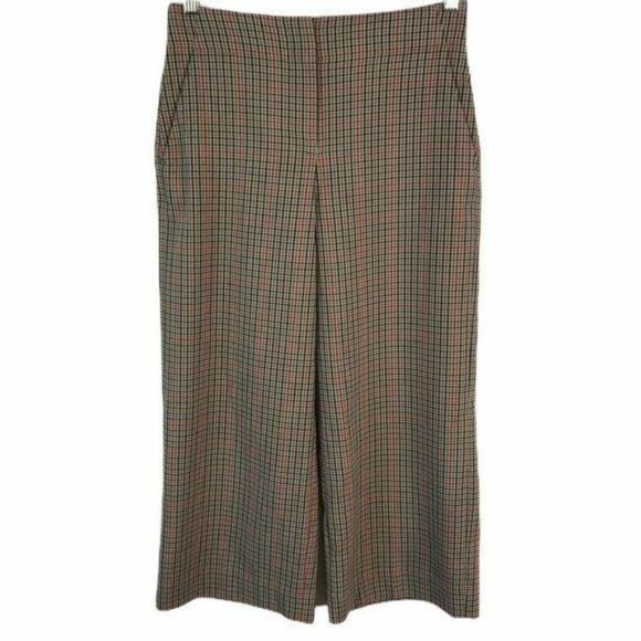 Mango | Pants & Jumpsuits | Mng Mango Plaid Cropped Wide Leg High Waist ...